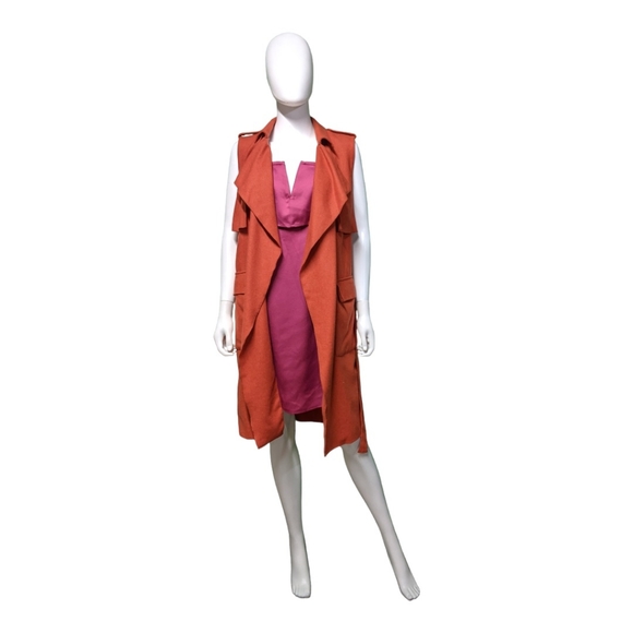 Zara | Jackets & Coats | Zara Trafaluc Rust Orange Wool Sleeveless Coat ...